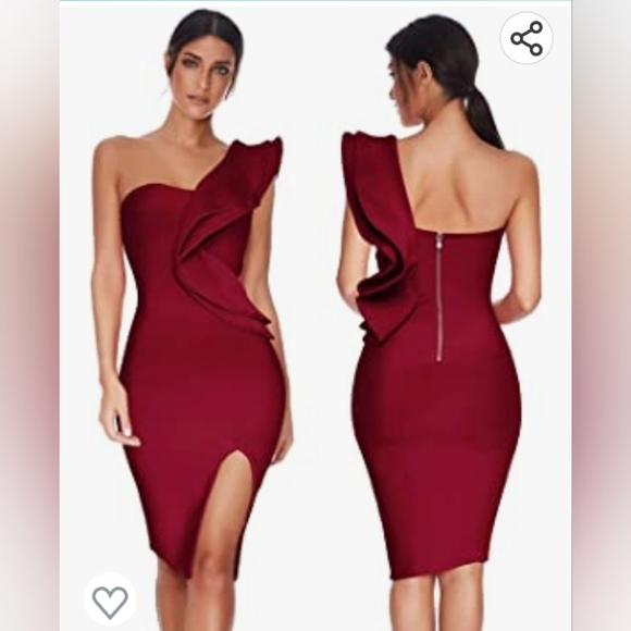 Amazon | Dresses | Meilun One Shoulder Ruffle Side Split Dress | Poshmark